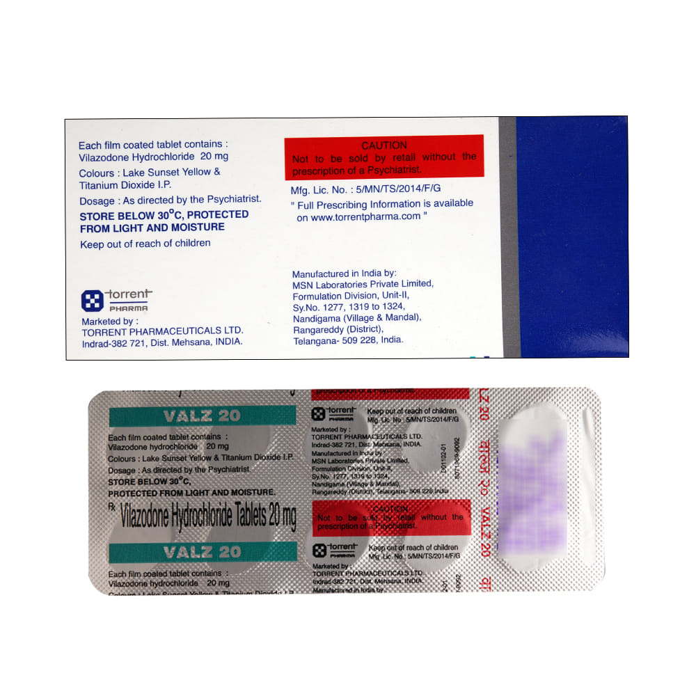 Buy Valz 20mg 10 Tablets Online at Best Prices | Wellness Forever