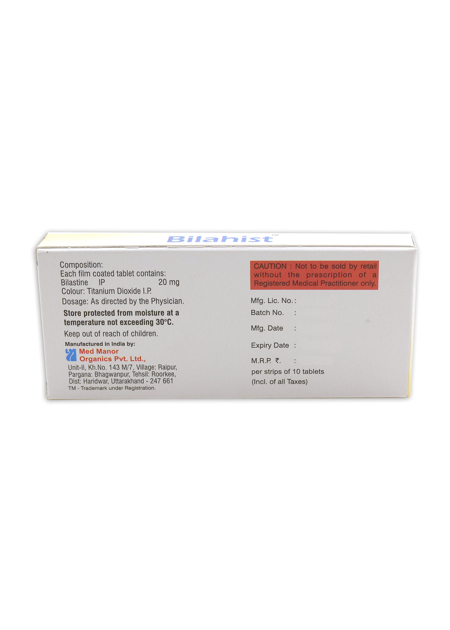 Buy Bilahist 20mg 10 Tablets Online at Best Prices | Wellness Forever